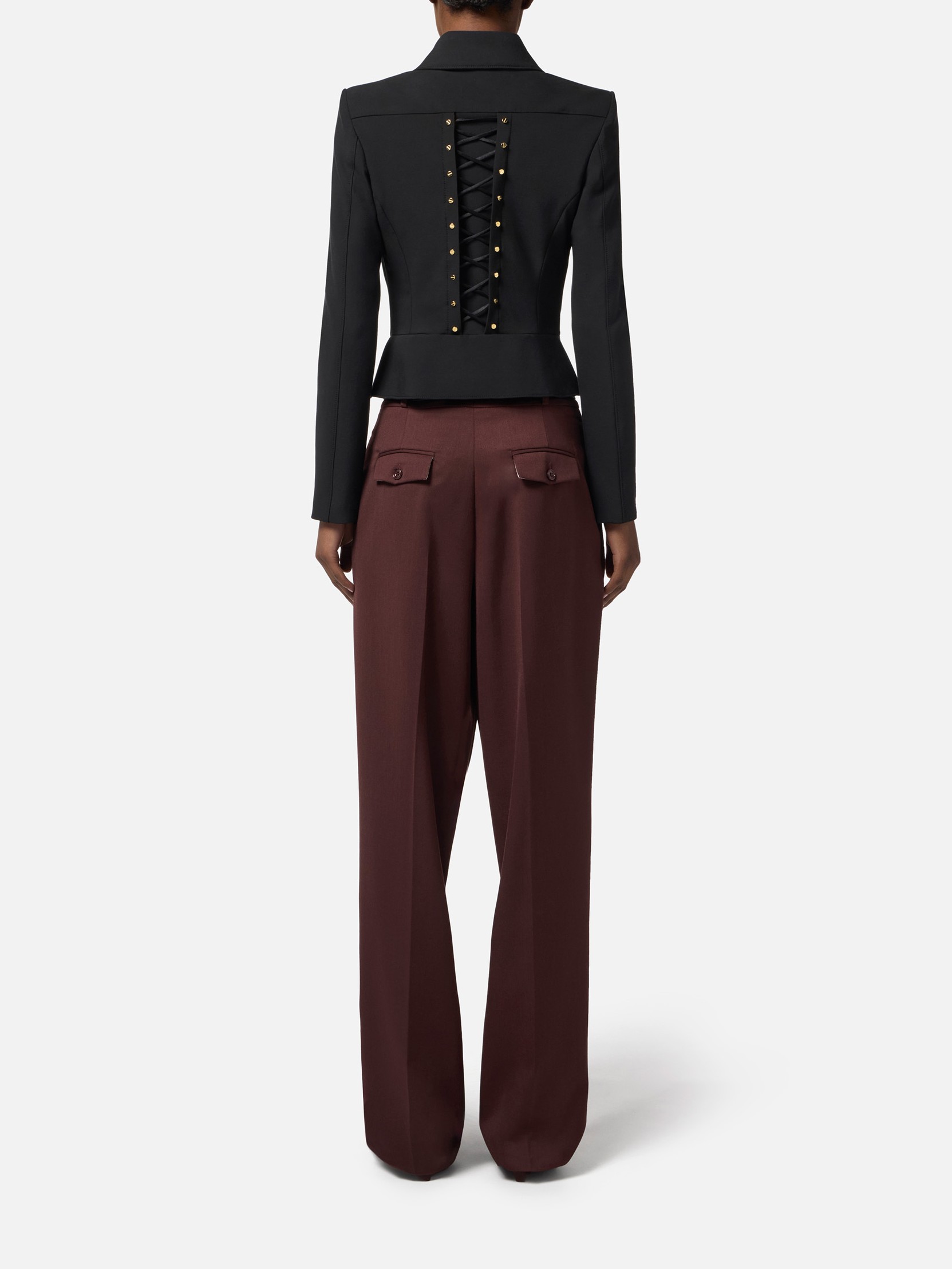 Jacket in bi-elastic fabric with jewel buttons | Eponymo